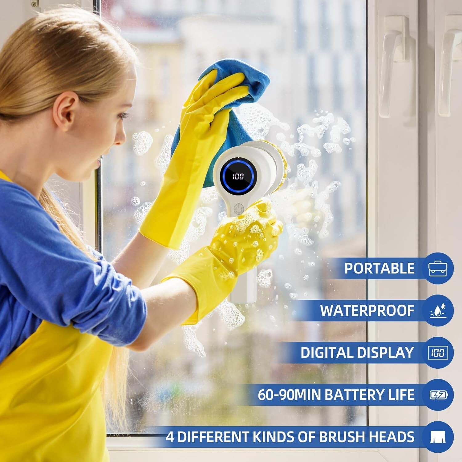 SYNOSHI | Electric Spin Scrubber, Power Cleaning Brush with 4 ...