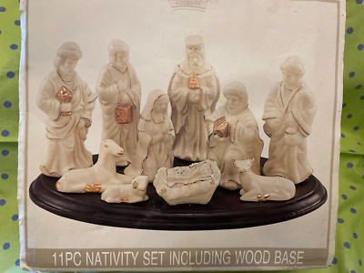 Crown Accents World Bazaars 11 Piece Nativity Set Including Wood Base ...