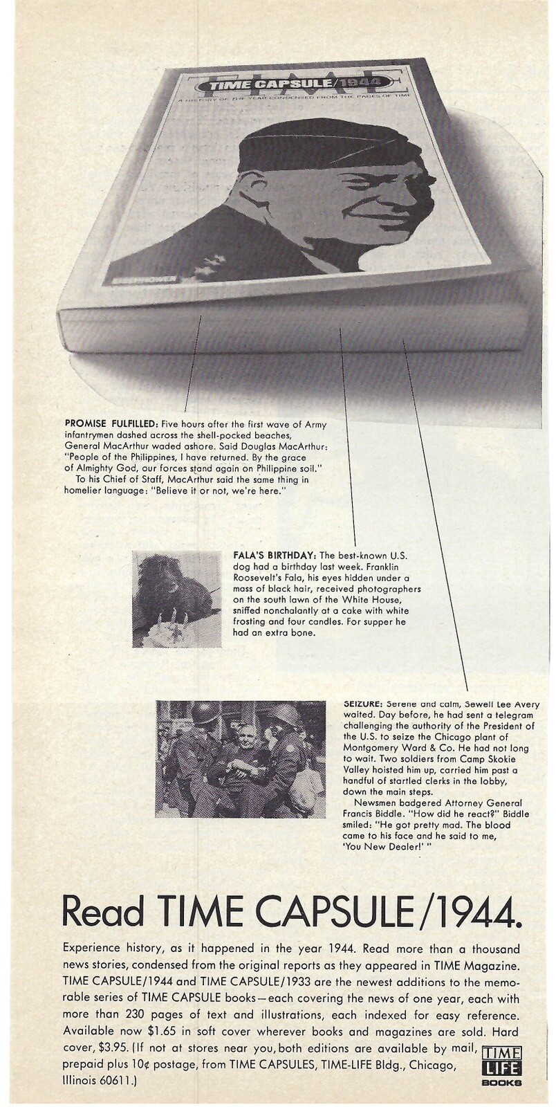 1967 Time Magazine Capsule 1944 Read History Life Book Vintage Print Ad ...