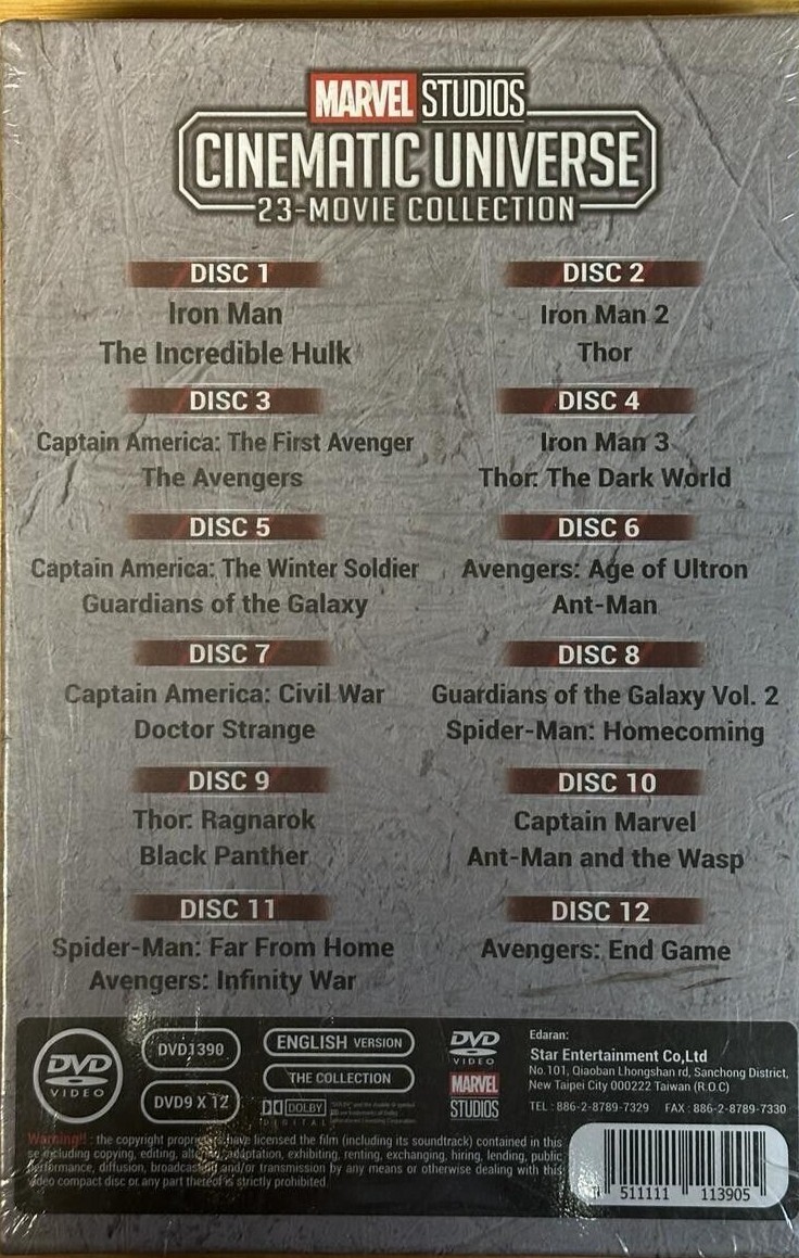 Marvel Studios Cinematic Universe 23 Movie Collection (DVD 12 DISC BOX ...