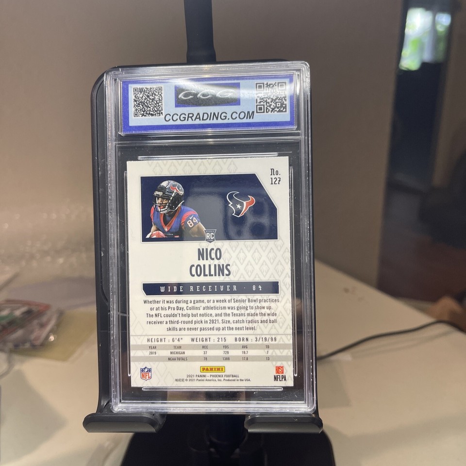 Nico Collins 2021 Panini Phoenix Football #127 Fire Burst Rookie PSA 10 ...