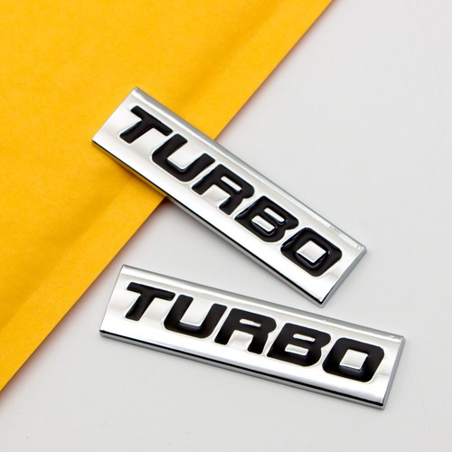 2x Black Metal TURBO Logo Car Badge V6 V8 Engine Chrome Emblem SUV ...