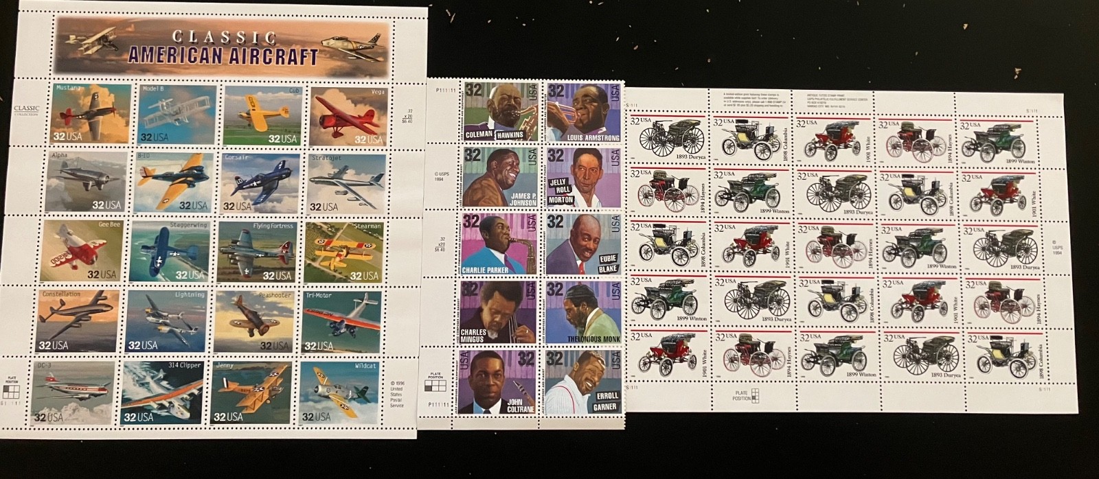 DIFFERENT Mint USPS POSTAGE Plate Blocks/FULL SHEETS~32c STAMPS~UNUSED ...