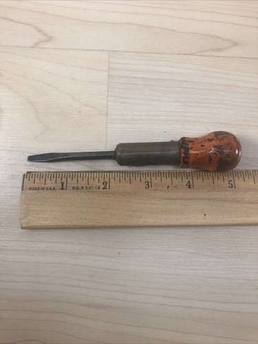 Vintage Yankee Screwdriver Small Ratcheting orange wood handle #10 Mini ...
