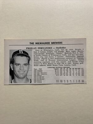 Nanny Fernandez Paul Burris Milwaukee Brewers 1948 AA Minor Lg ...