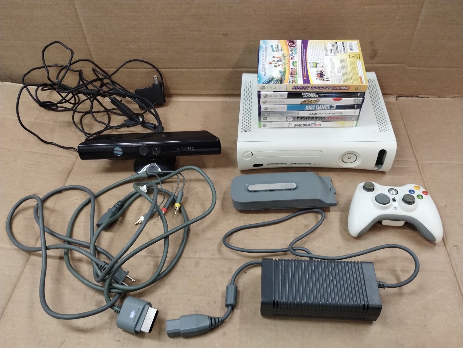 MICROSOFT XBOX 360 20GB WHITE VIDEO GAME CONSOLE BUNDLE LIGHT REPAIRS ...