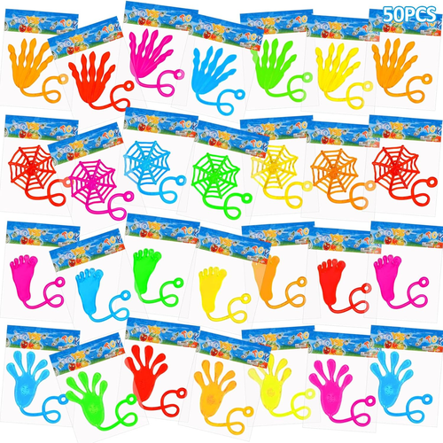 50 Pack Sticky Hands Party Favors, 4 Types Goodie Bag Stuffers ...