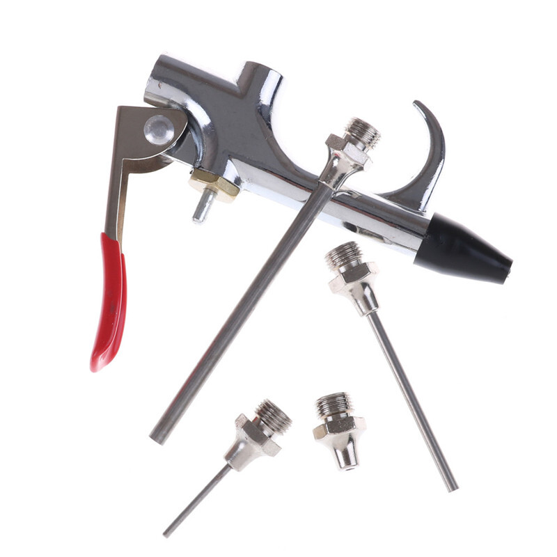 5pc Air Compressor Blow Gun Tool Kit 3 Nozzles Inflation Needle Spray ...