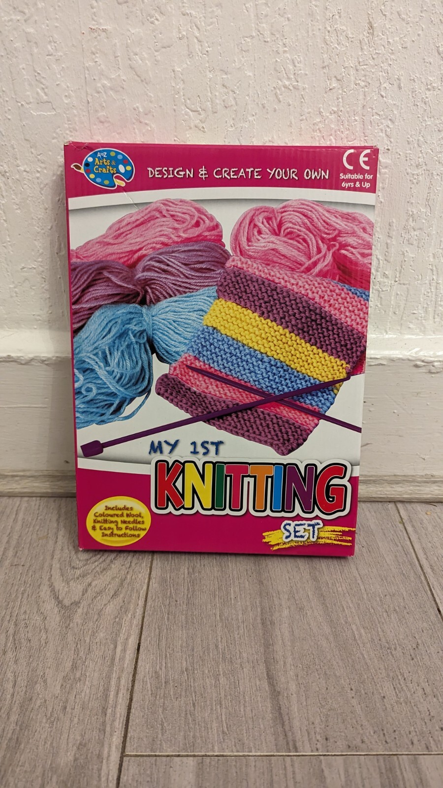 My First Knitting Set Coloured Wool Needles Childrens Crafts Kit Girls ...