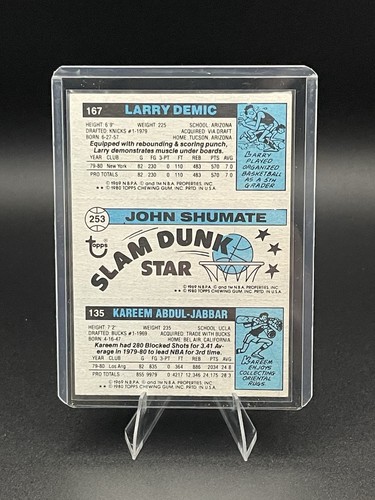 1980-81 Topps #135 / 253 / 167 Kareem Abdul-Jabbar John Shumate Larry ...