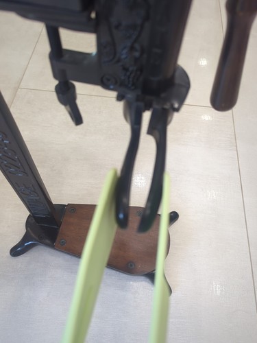 Vintage 022849 Tabletop Wine Bottle Opener w/ Wood Stand Corkscrew Rare ...