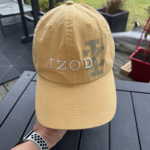 IZOD White on Yellow/Gold w Logo Hat Cap Strap Buckle Cotton IZOD Brand ...