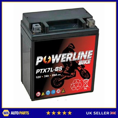 PTX7L-BS Powerline Bike Motorcycle Battery Replaces YTX7L-BS | eBay UK