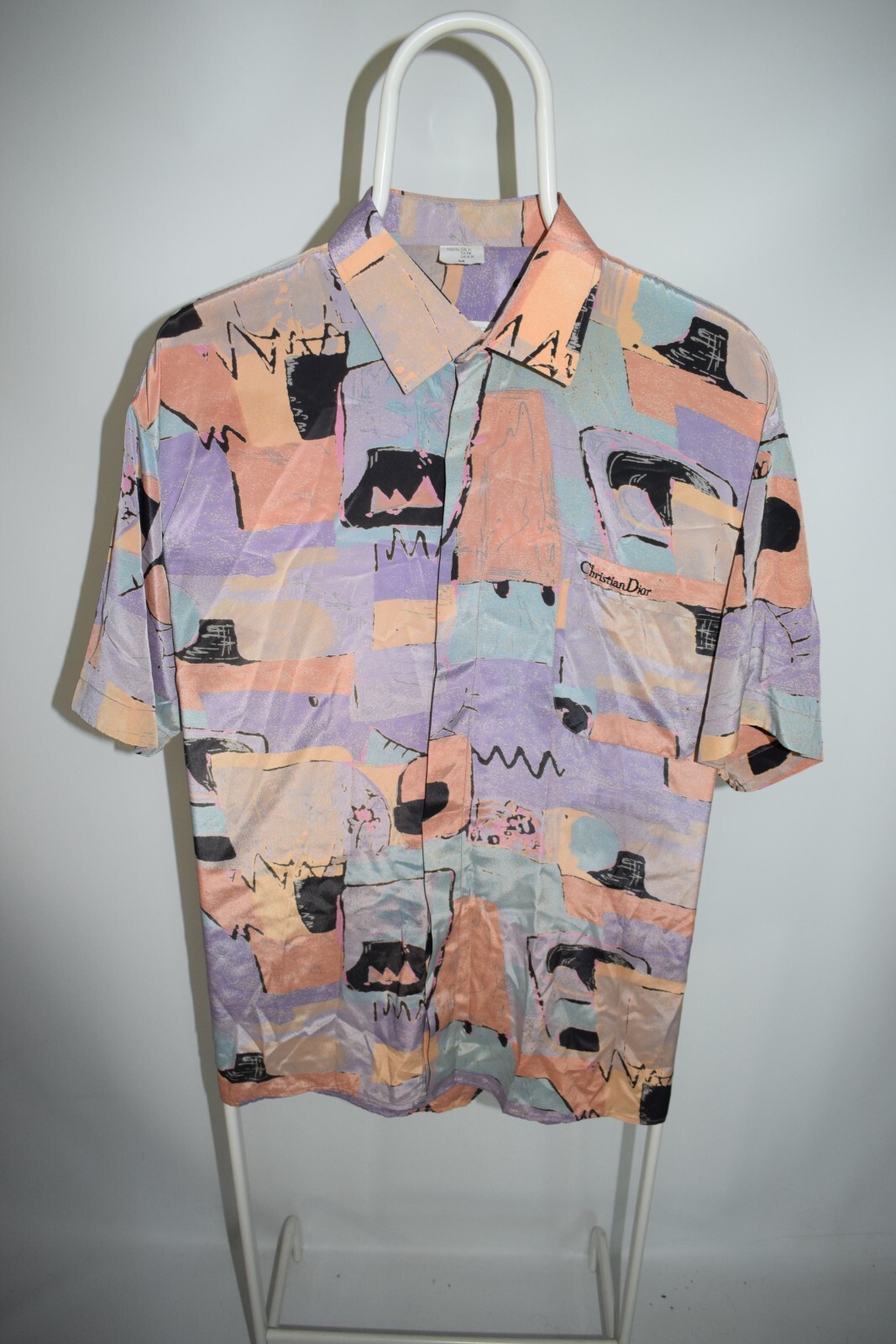 Vintage Christian Dior Crazy Art Pattern Silk Shirt R… - Gem