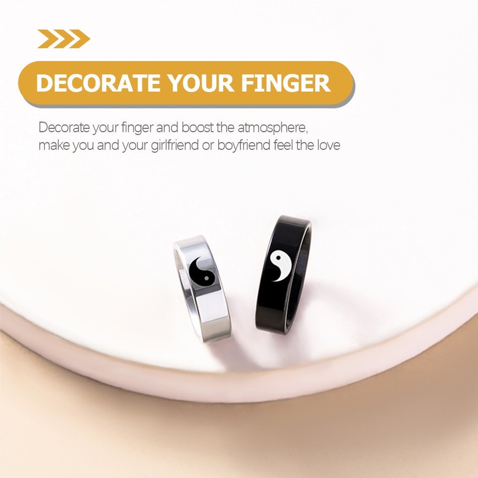 2pcs Decorative Couple Rings Tai Chi Gossip Sign Ring Decor Finger ...