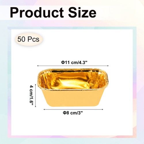 50 Pcs Cupcake Liners, Double-sided Aluminum Foil, Gold (Rectangle) | eBay