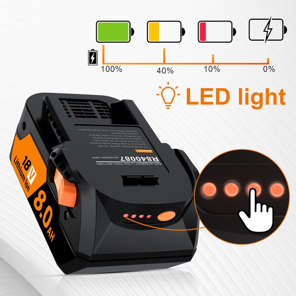 Battery for Ridgid R840085 Lithium Battery Rigid 18V 4.0Ah R840087 ...