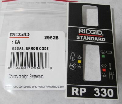 NEW GENUINE RIDGID 29528 DECAL FOR RP-330 STANDARD WITH ERROR CODE ...