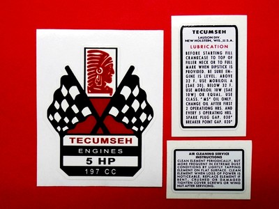 Tecumseh 5 hp Decal ezee-start flag H50 mini bike go kart mower tiller ...