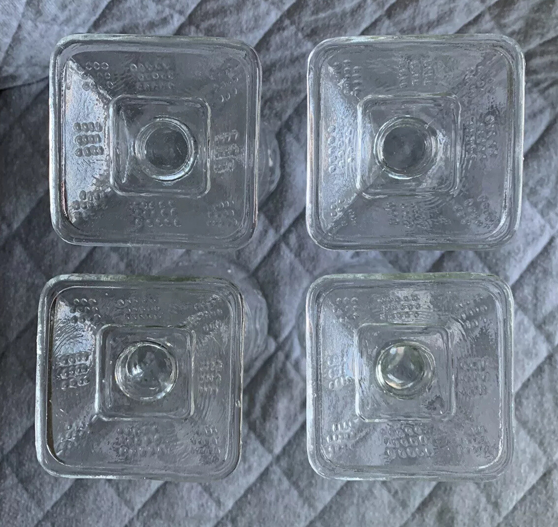 TALL EMBOSSED FRUIT 4 CLEAR GLASS PEDESTAL GOBLETS WATER WINE SQUARE ...