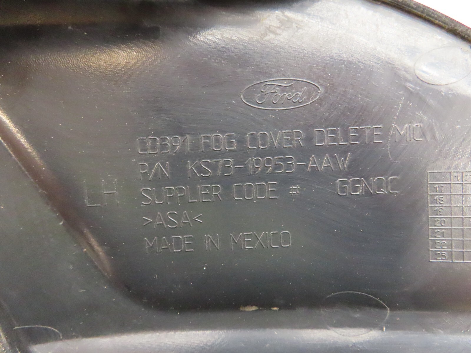 2019-2020 FORD FUSION FRONT LEFT SIDE BUMPER FOG LIGHT GRILLE OEM KS73 ...