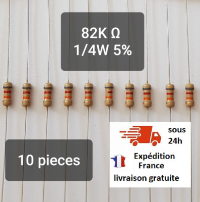 Résistance 82Kohm 10 pièces 1/4W 5% Resistance Cuche Métal 82 Kohm | eBay
