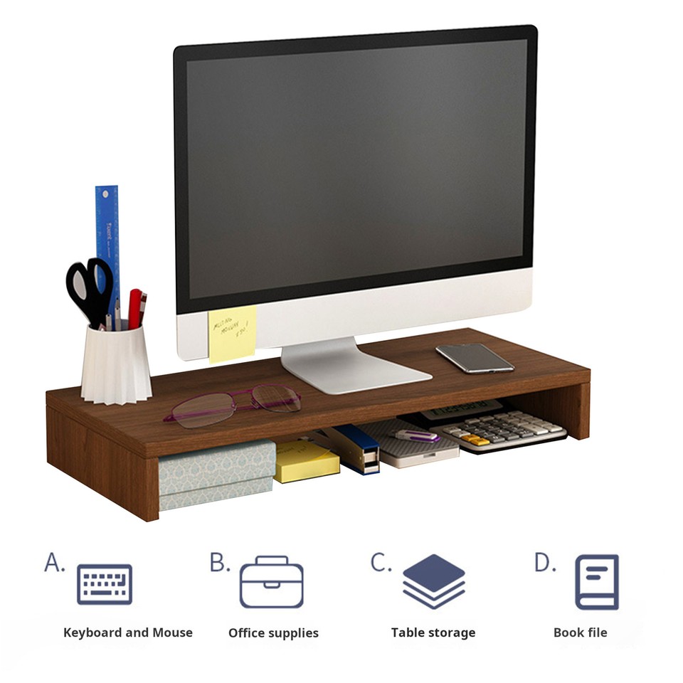 Long-lasting Desk Organizer Wooden Computer Stand Monitor Riser with ...