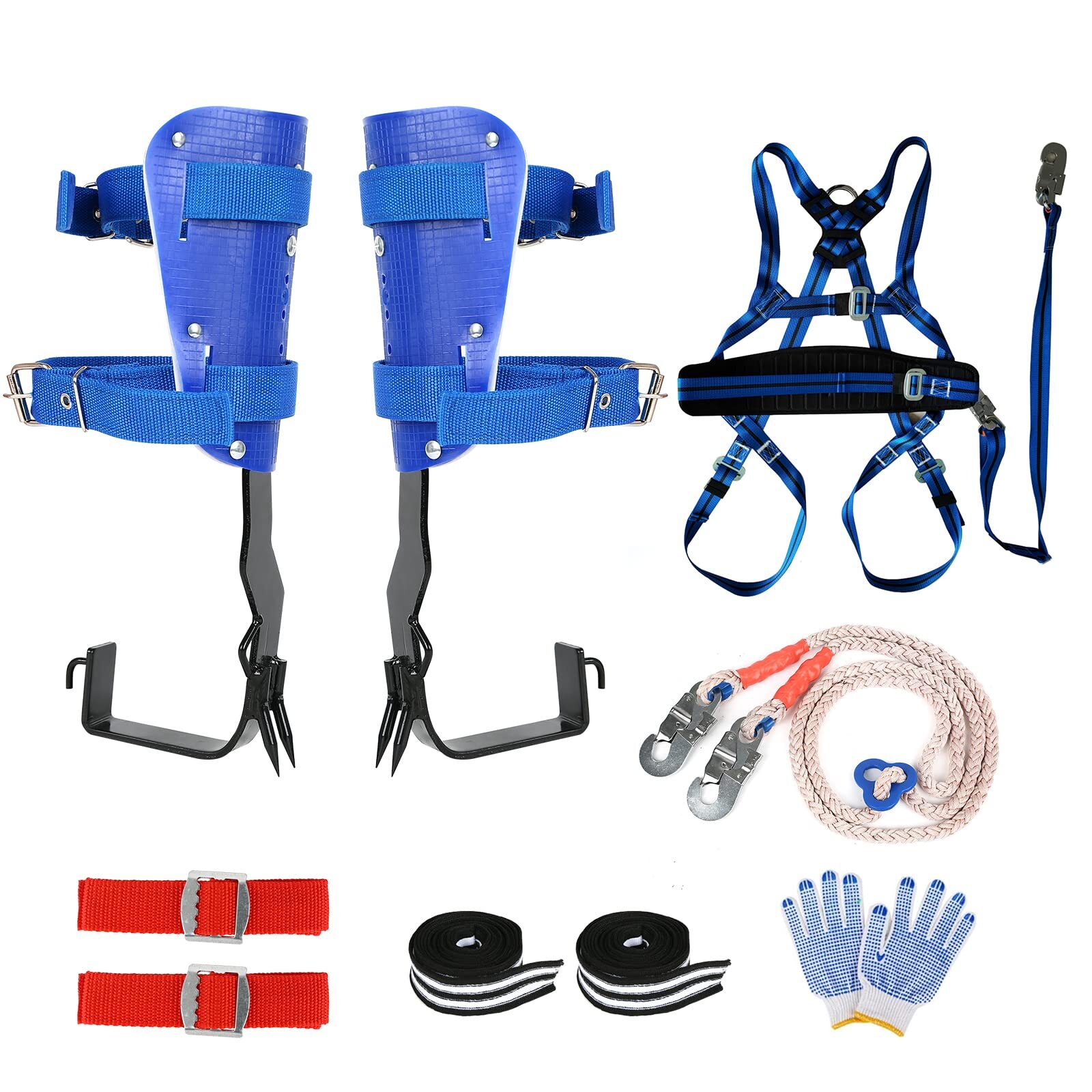 Tree Climbing Gear Set, Tree Climbing Spikes and Harness Adjustable ...