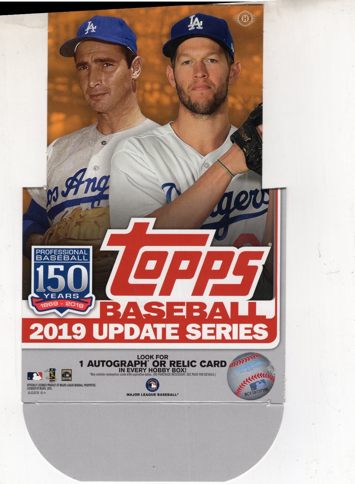 2019 Topps Update Series Hobby Box Display Panel Sandy Koufax Clayton ...