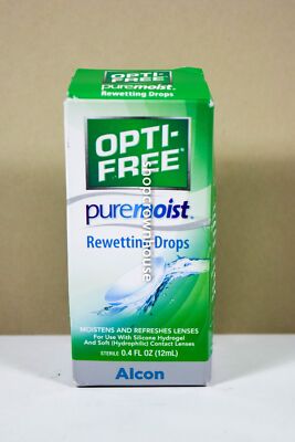 1 OPTI-FREE Pure Moist REWETTING DROPS Alcon .4oz moisturizes 12ml 02 ...