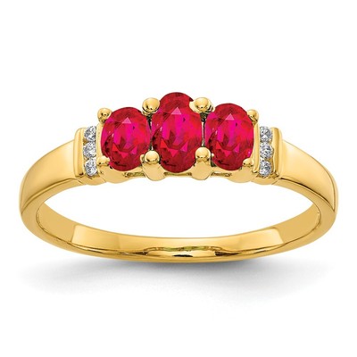 14k Yellow Gold 0.76 Ct Triple Ruby and Diamond 3-stone Ring for Women ...