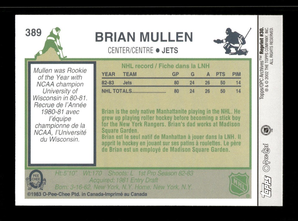 Brian Mullen 2001-02 Topps / O-Pee-Chee Archives Rookie Reprints #30 | eBay