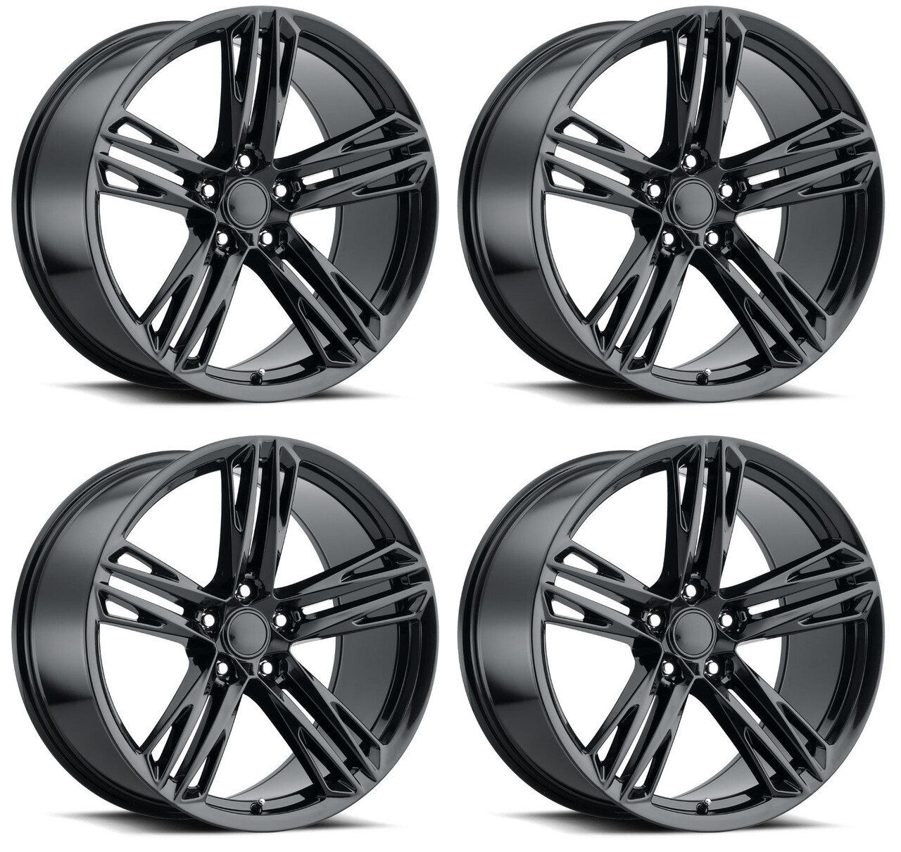20" Black Wheels 20x10 / 20x11 Fit Chevrolet Camaro Chevy ZL Style Set ...