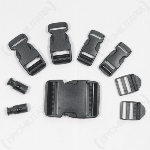 9 Piece Black Buckle Set - Replacement Spare Rucksack Webbing Belt ...
