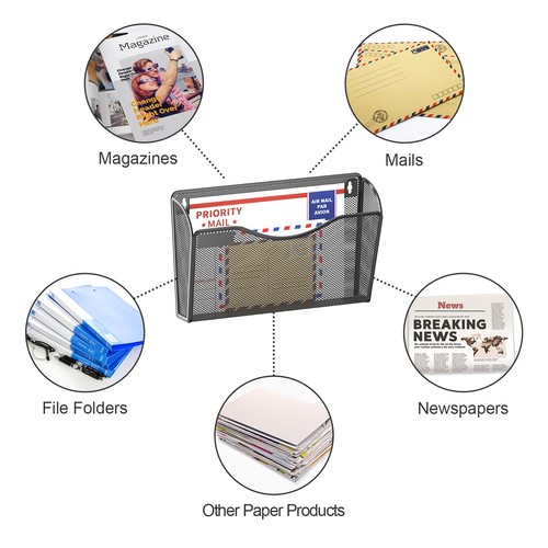 6 Pack Mesh Wall Mounted File Holder Metal Wall File Pocket Mail ...