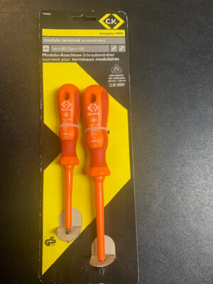 C.K Dextro VDE Modulo Terminal Screwdriver Set 1pt x 80mm & 2pt x100mm ...
