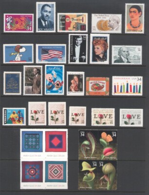 2001 U.S. COMMEMORATIVE YEAR SET *102 STAMPS* WITH 4 SHEETS & AIRMAILS ...