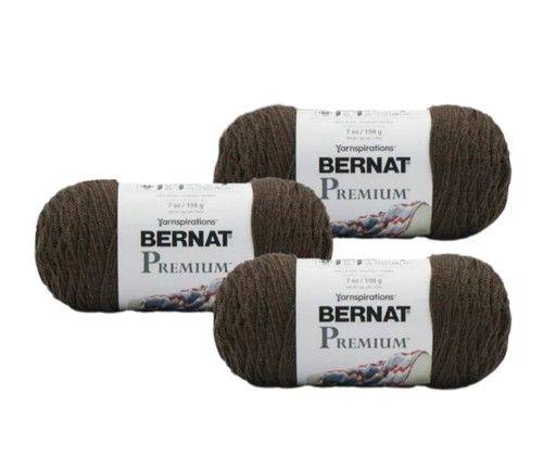 Bernat Premium #4 Medium Acrylic Yarn, Coffee Grounds, 7oz/198g, 360 ...