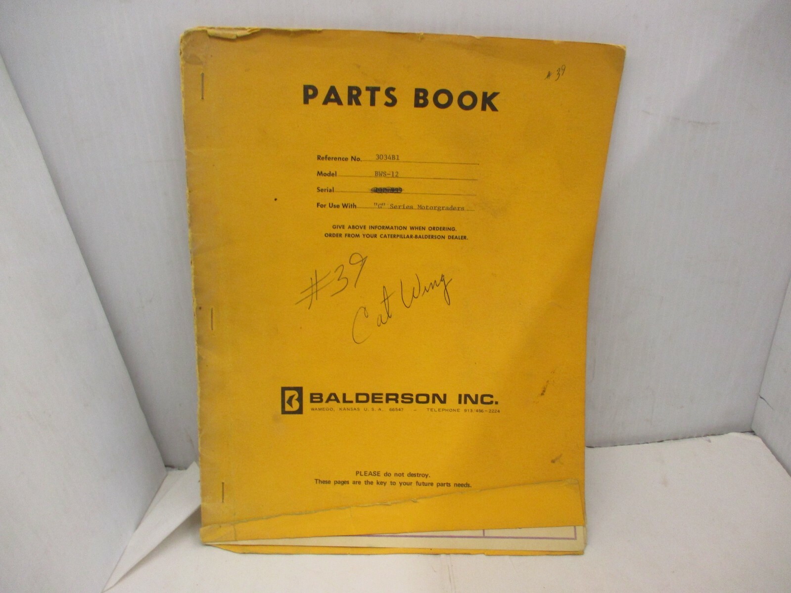 Balderson BAW-12 Cat wing Parts Manual | eBay