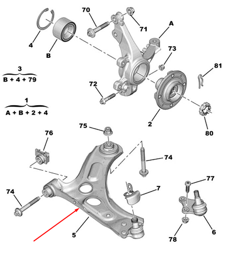 PEUGEOT 208 P21 Front Left Lower Wishbone Control Arm 9831626480 NEW ...