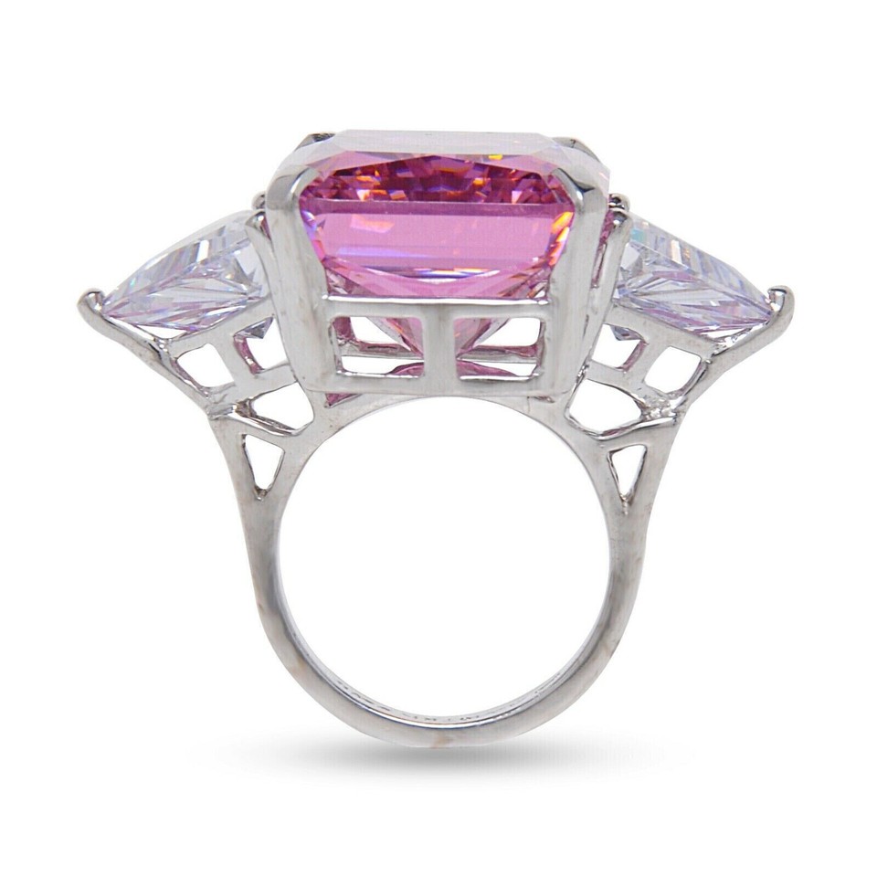 Radiant Cut Pink Lab Created Sapphire with Solitaire Style Women's ...