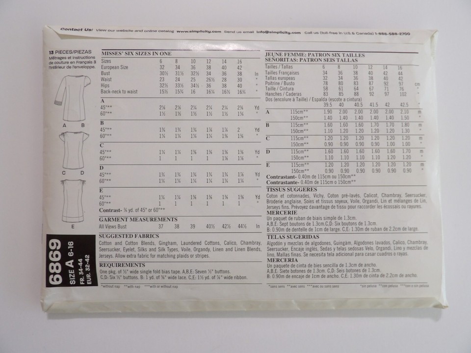 New Look 6869 Tops & Pullover 6 - 16 UNCUT Sewing Pattern | eBay