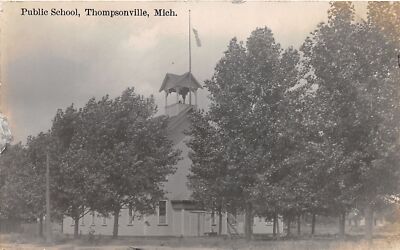 H35/ Thompsonville Michigan RPPC Postcard c1910 Public School Building ...