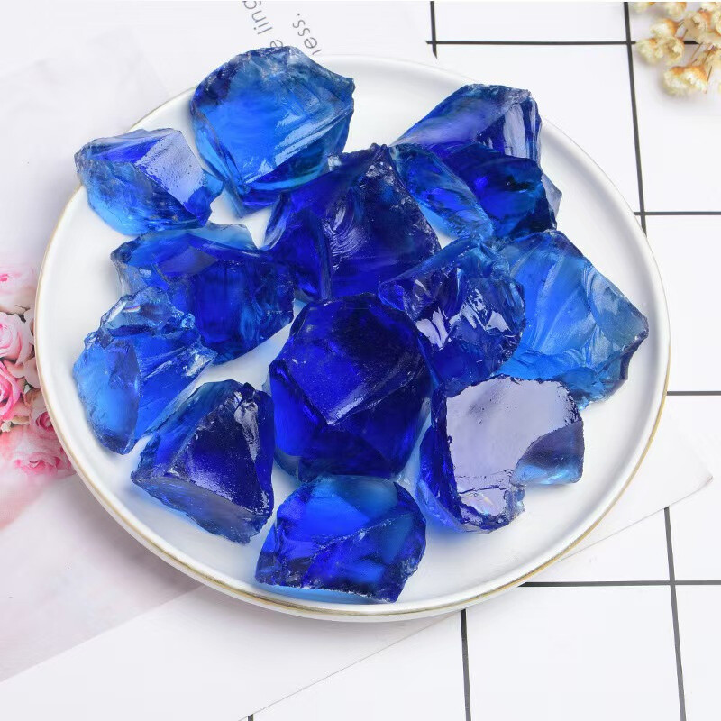 Raw Rough Dark Blue Colored glass Crystal Mineral Chunks Specimens Home ...