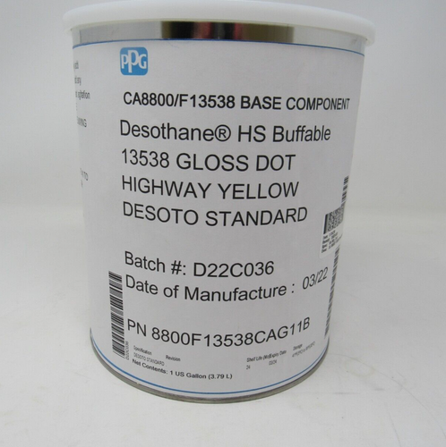 PPG 13538 YELLOW POLYURETHANE COATING PN: CA8800/F13538 **EXPIRES 3/ ...