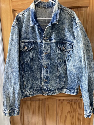 Vintage 90s Mens Size XXL Rolling Rock Beer Acid Wash Denim Jacket 2XL ...