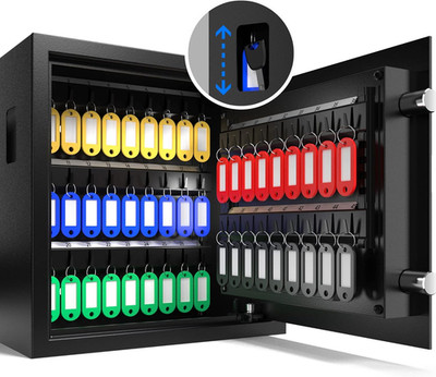 45-Key Lock Box with Deposit Slot & LED Light, Wall Mount Key Cabinet ...