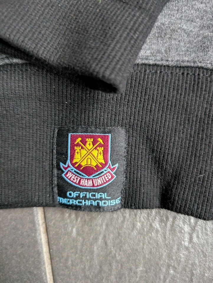 Vintage Official West Ham United Jumper Medium Grey & Black Free Post ...