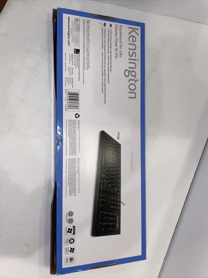 KENSINGTON K64370A Keyboard for Life Spill Resistant Design Acco ...