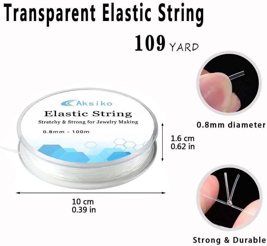 Elastic Bracelet String Cord, 0.8mm 328ft Crystal Stretch Bead String ...